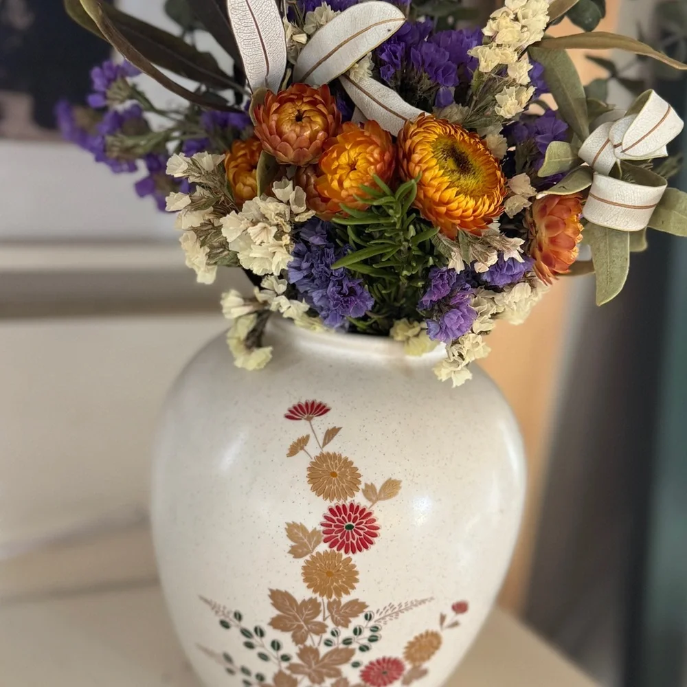 Toyo | Accents | Vintage Toyo Japan Retro Floral Cattleya Crackle Glaze ...